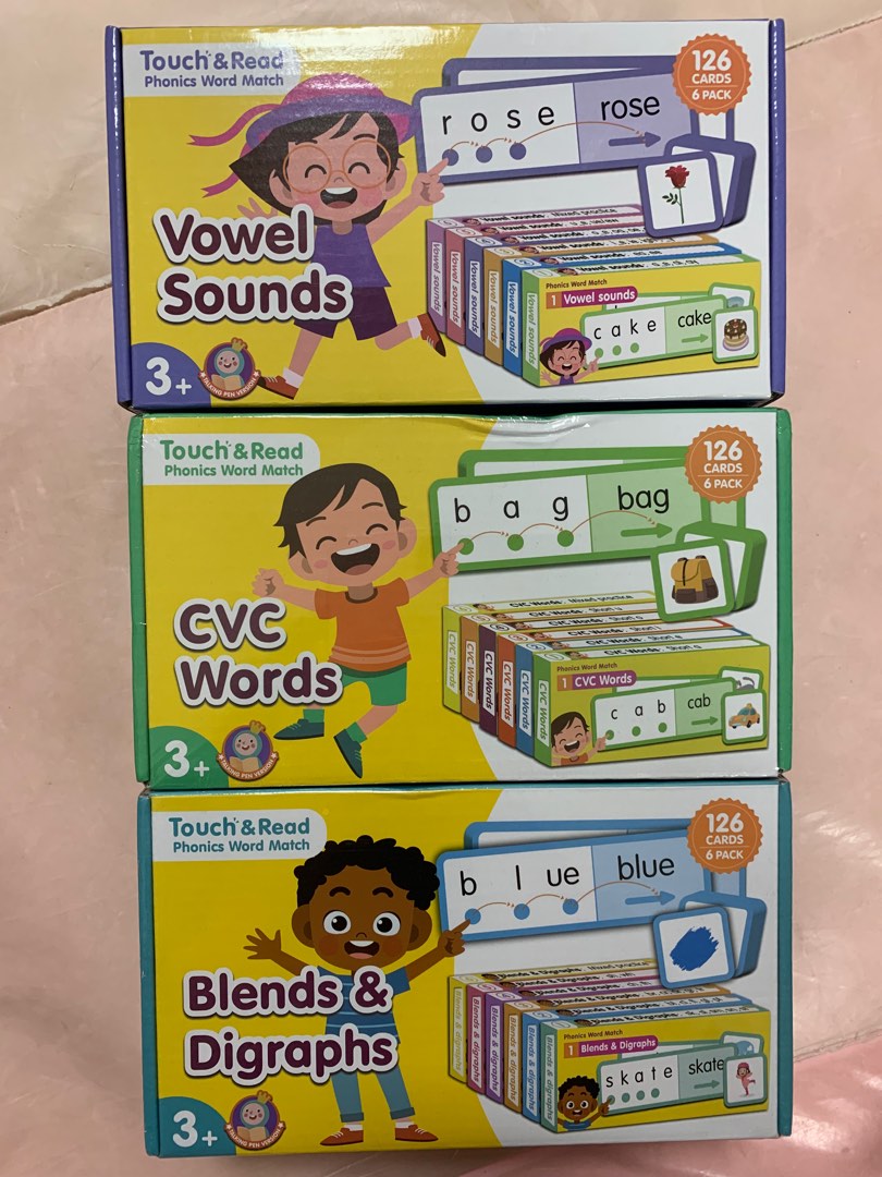 Touch and read phonics word match (3 boxes), 興趣及遊戲, 玩具 & 遊戲類 - Carousell