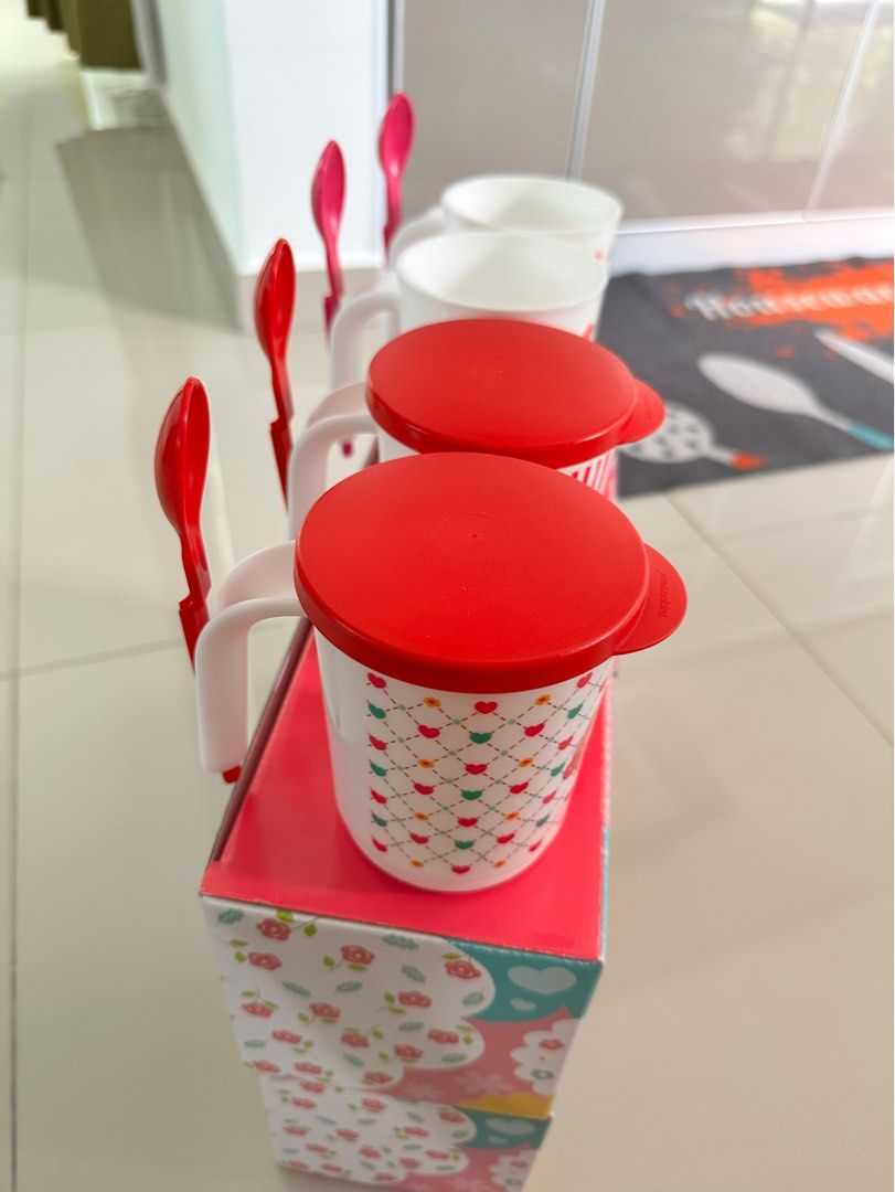 Tupperware Blushing Pink Mug Set, Furniture & Home Living, Kitchenware ...