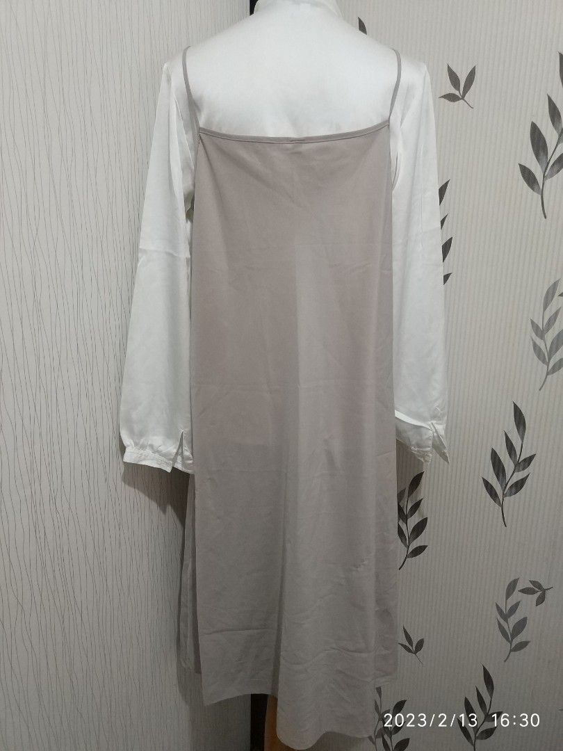 Uniqlo Coksu No Minus Overall Satin mix - LD : 100, PB : 106, Fesyen Wanita, Pakaian Wanita ...