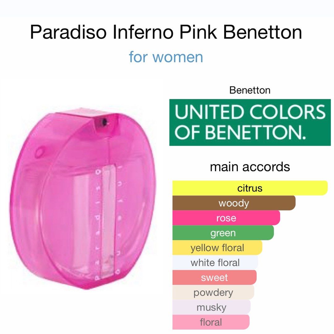 United Colors Of Benetton Inferno Paradiso Pink EDT 100ml on Carousell