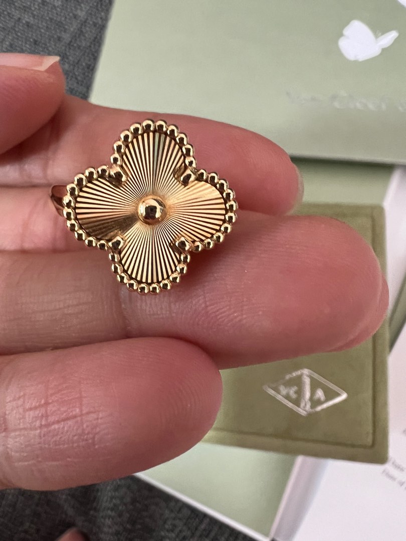 Van Cleef and Arpels (Vca) Alhambra Guilloche Ring, Women's Fashion ...