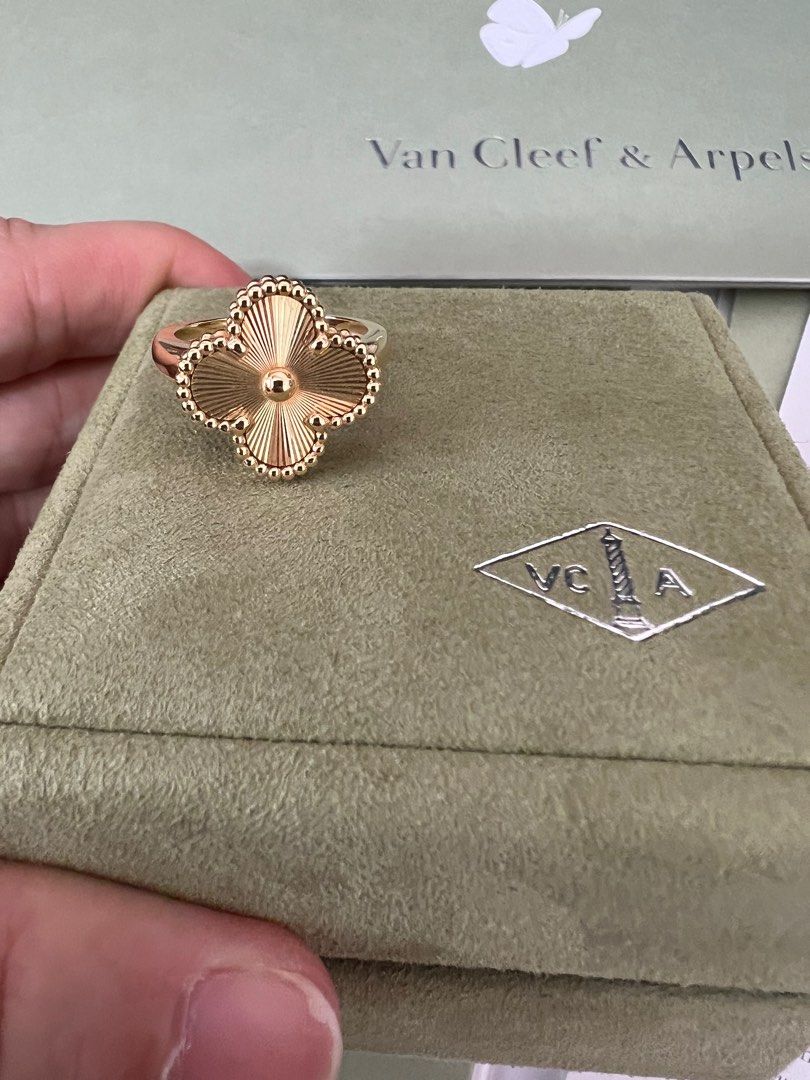 Van Cleef and Arpels (Vca) Alhambra Guilloche Ring, Women's Fashion ...