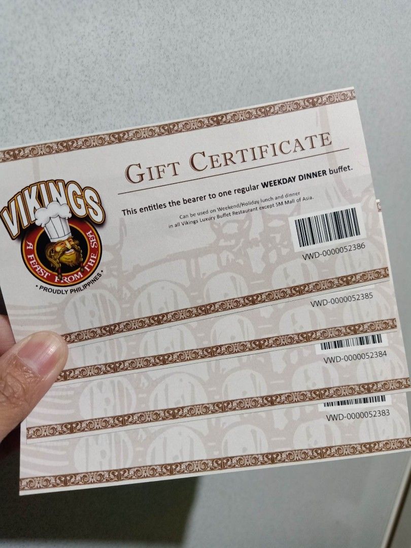 Vikings Gift Certificate, Tickets & Vouchers, Vouchers on Carousell