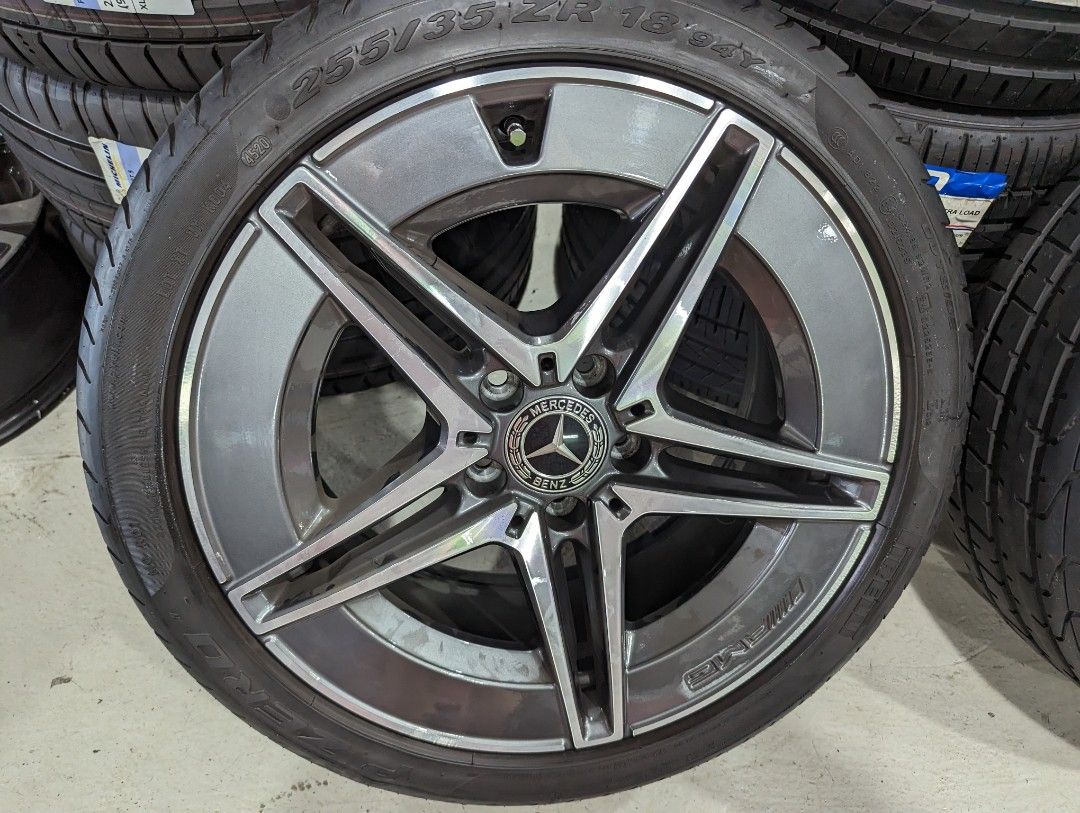 Original 18 inch AMG Rims with Used Tyres (Newly Dekited from w206), Car Accessories, Tyres ...