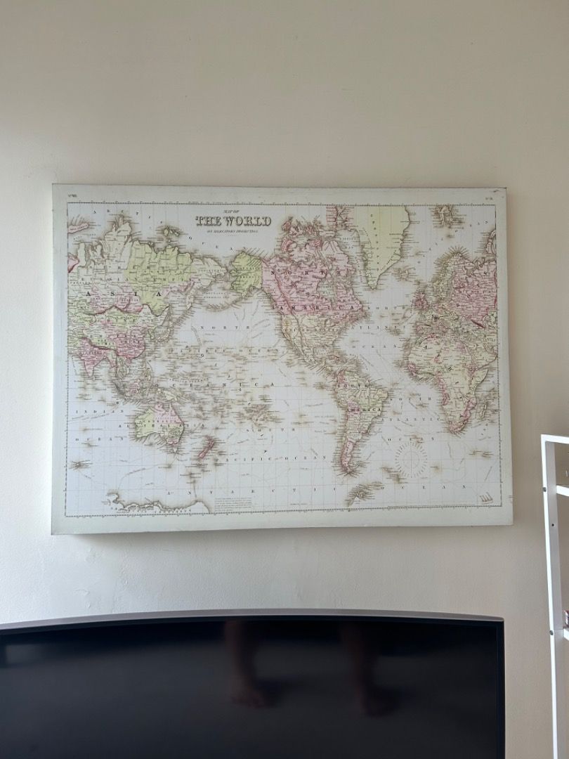 Wall frame world map painting/picture, Furniture & Home Living, Home ...