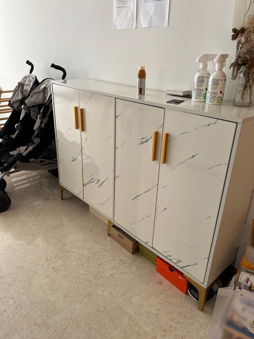 White marble design shoe cabinet rack, Furniture & Home Living ...