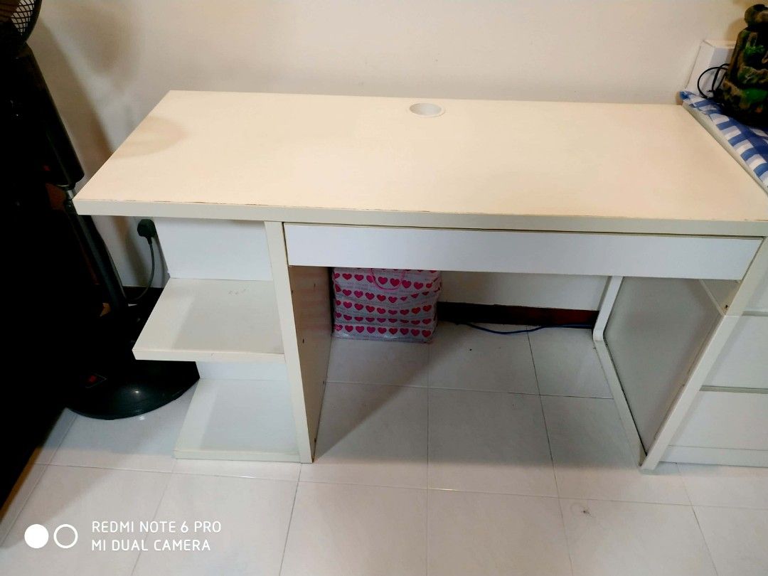 White Study Table with drawer and storage spaces, Furniture & Home ...