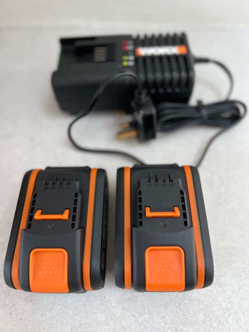 WORX WA3553 20V 4.0AH BATTERY x2 and WA3860 CHARGER, Furniture & Home ...