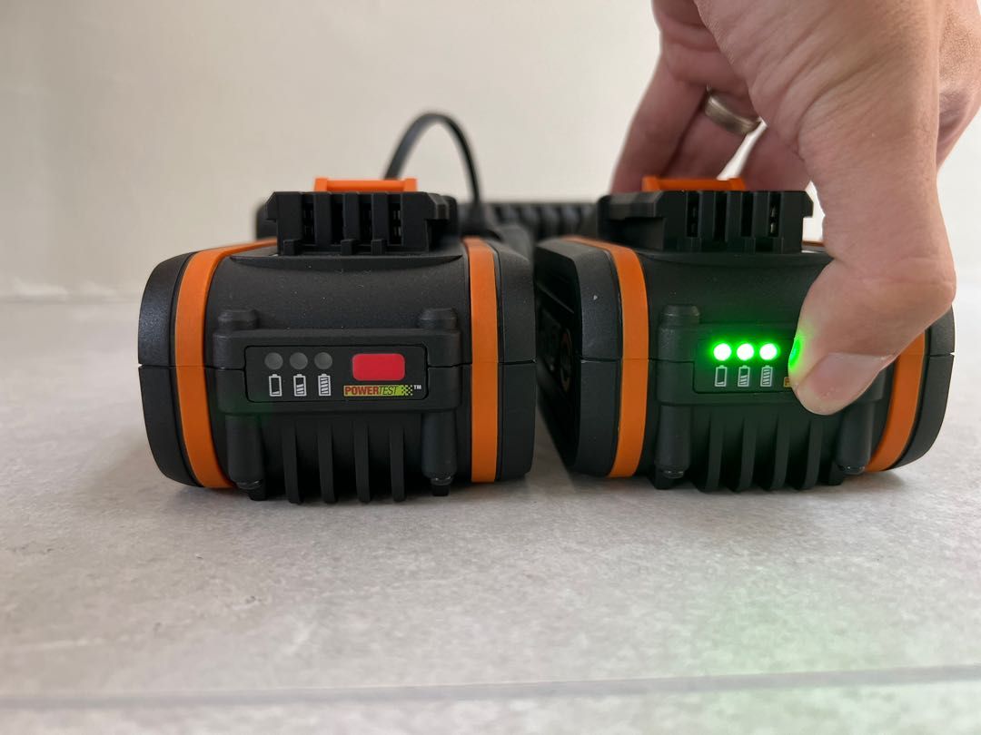 WORX WA3553 20V 4.0AH BATTERY x2 and WA3860 CHARGER, Furniture & Home ...