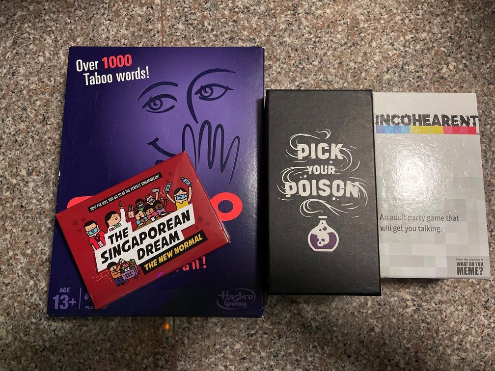 wts assorted games (the singaporean dream, taboo, pick your poison ...