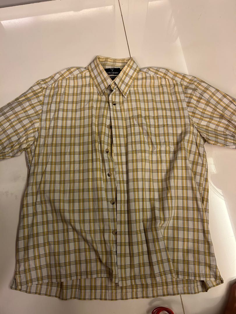yellow checkered shirt, Men's Fashion, Tops & Sets, Formal Shirts on ...