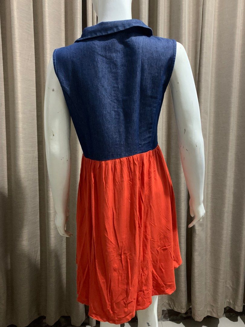 ZOYA JEANS midi dress ukuran L bahan atas jeans bahan bawah kaos ...