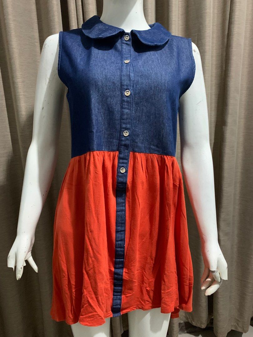 ZOYA JEANS midi dress ukuran L bahan atas jeans bahan bawah kaos ...