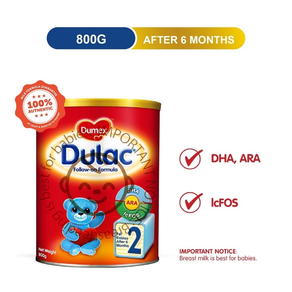 [800g x 1 tin] Dumex Dulac Stage 2 Follow On Baby Milk Powder Formula ...