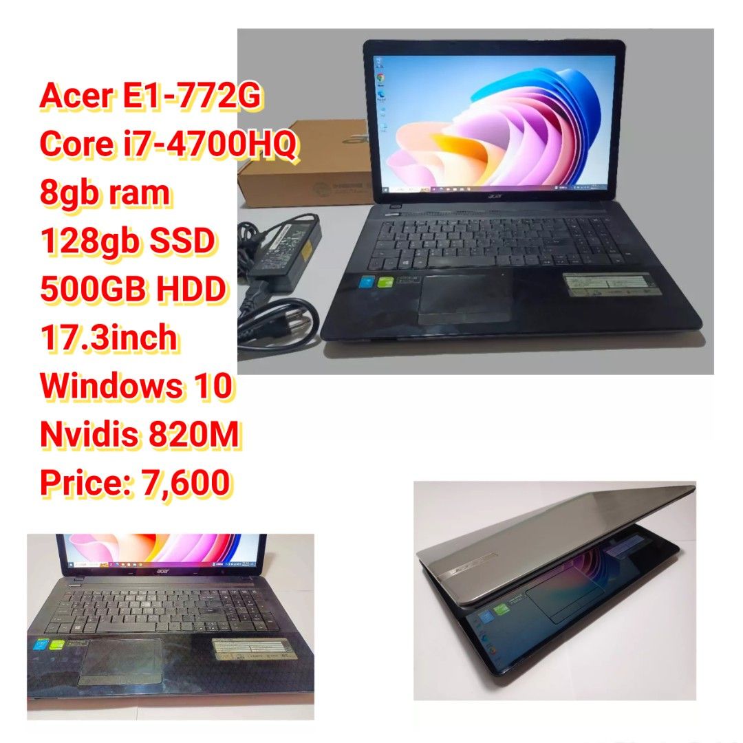 Acer E1-772G Core i7-4700HQ 8gb, 電腦及科技產品, 桌上電腦或筆記型電腦在旋轉拍賣