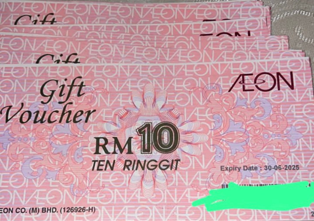 AEON VOUCHER TOTAL RM300 SELL FOR 270, Tickets & Vouchers, Vouchers on Carousell