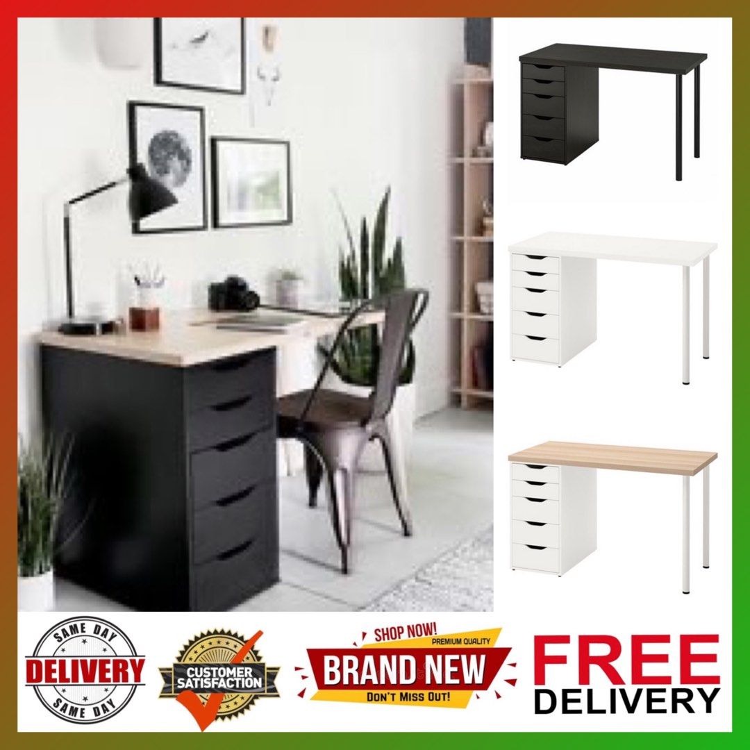 Alex desk 120cm gaming desk office table study table Malm Brimnes ...