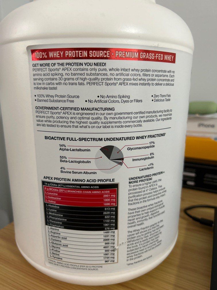 APEX Grass-Fed Whey Protein (vanilla ice cream), Health & Nutrition ...