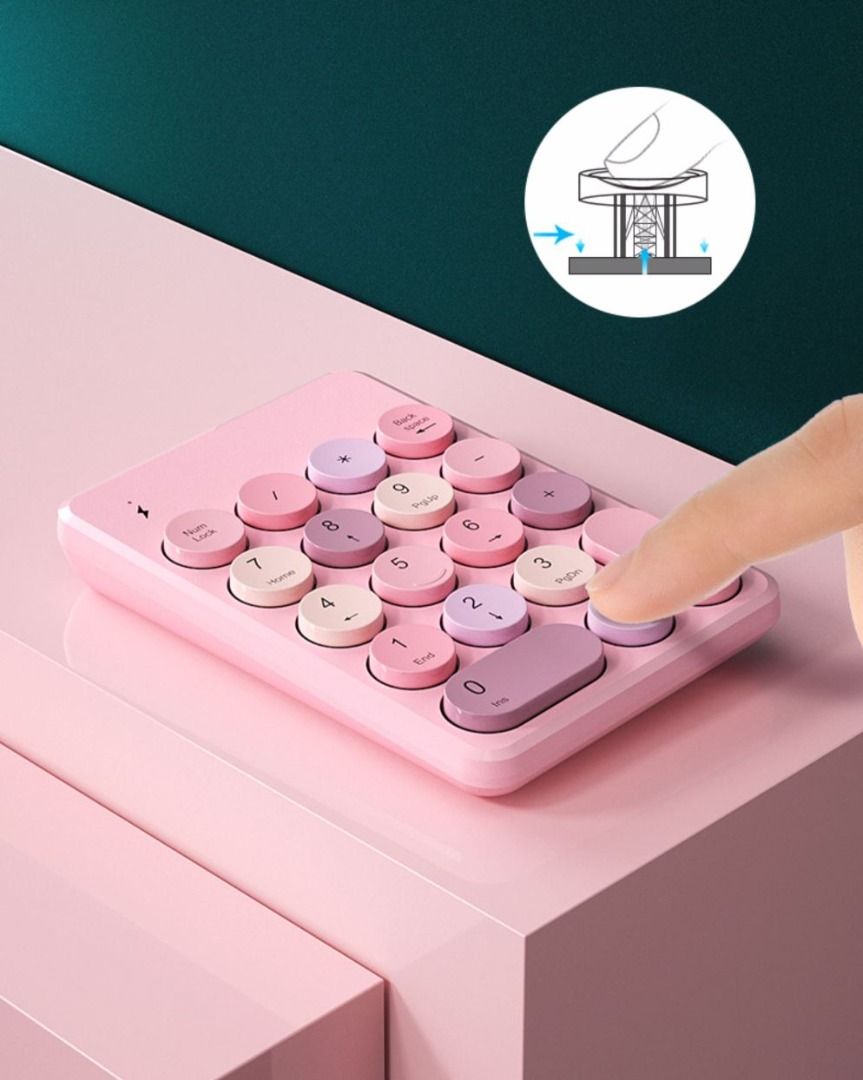 ASMR Retro Blutooth Wireless Number Keypad - BOW K155 (Peach Pink ...