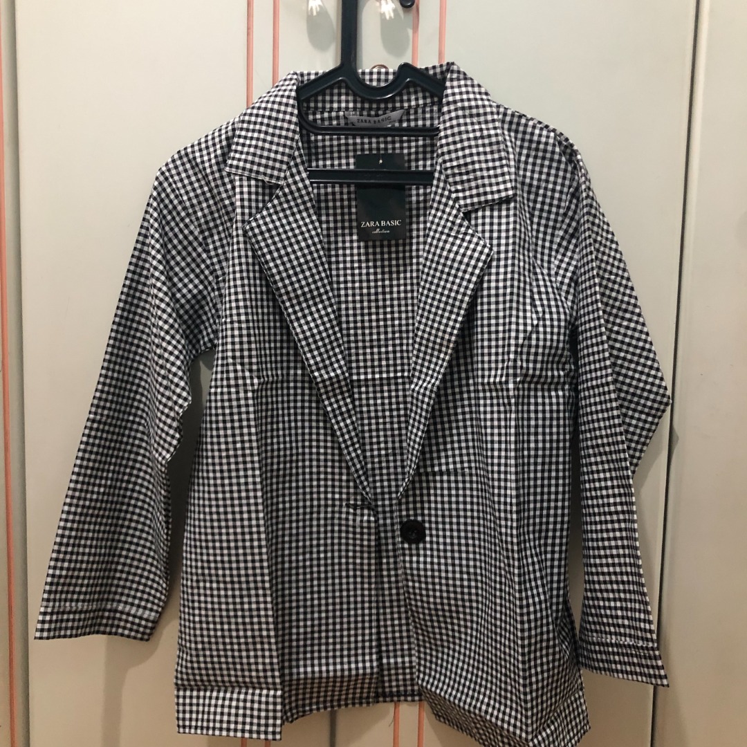blazer outer kotak kotak - zara basic, Fesyen Wanita, Pakaian Wanita ...
