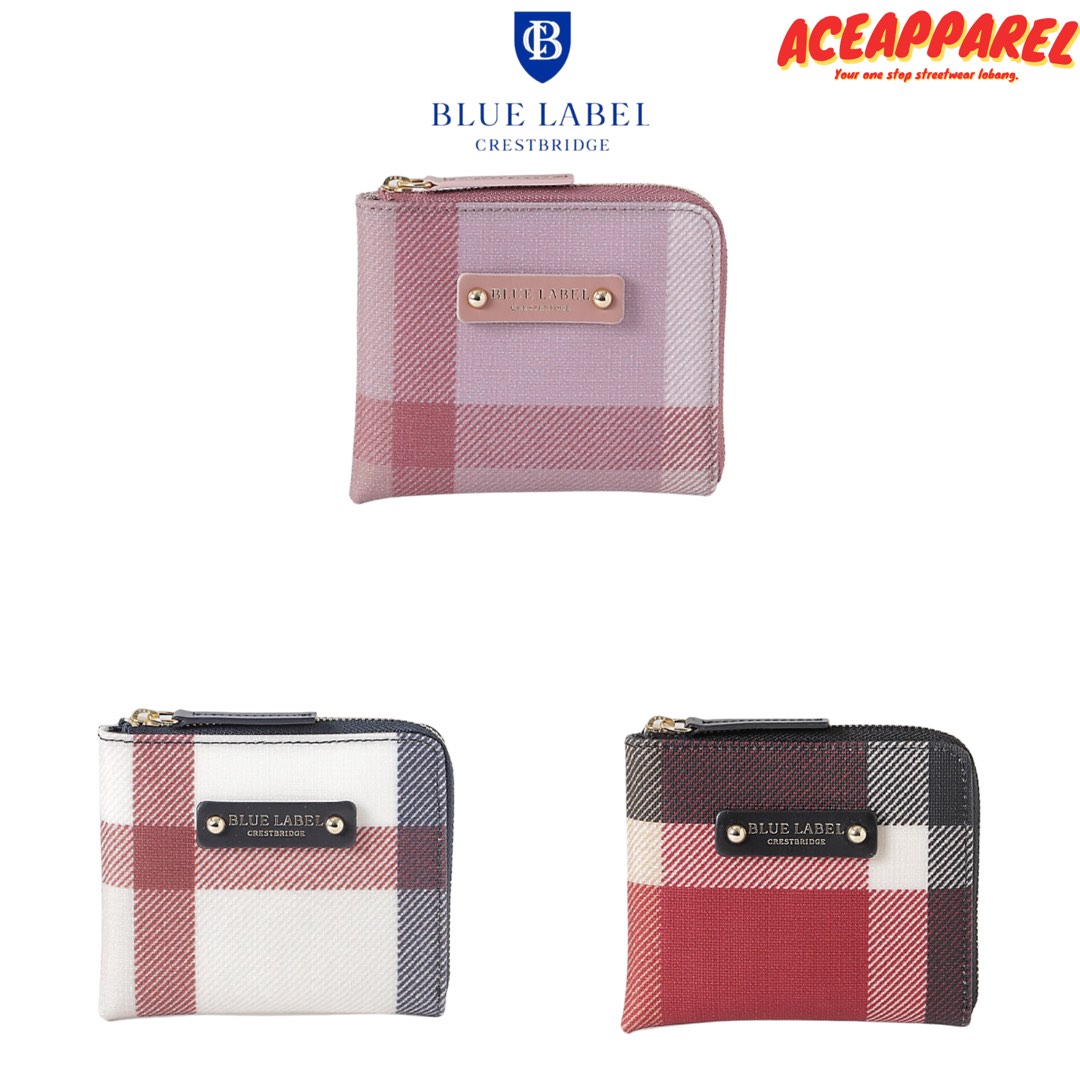Blue Label Burberry Check Japan Zip Wallet, Women's Fashion, Bags ...