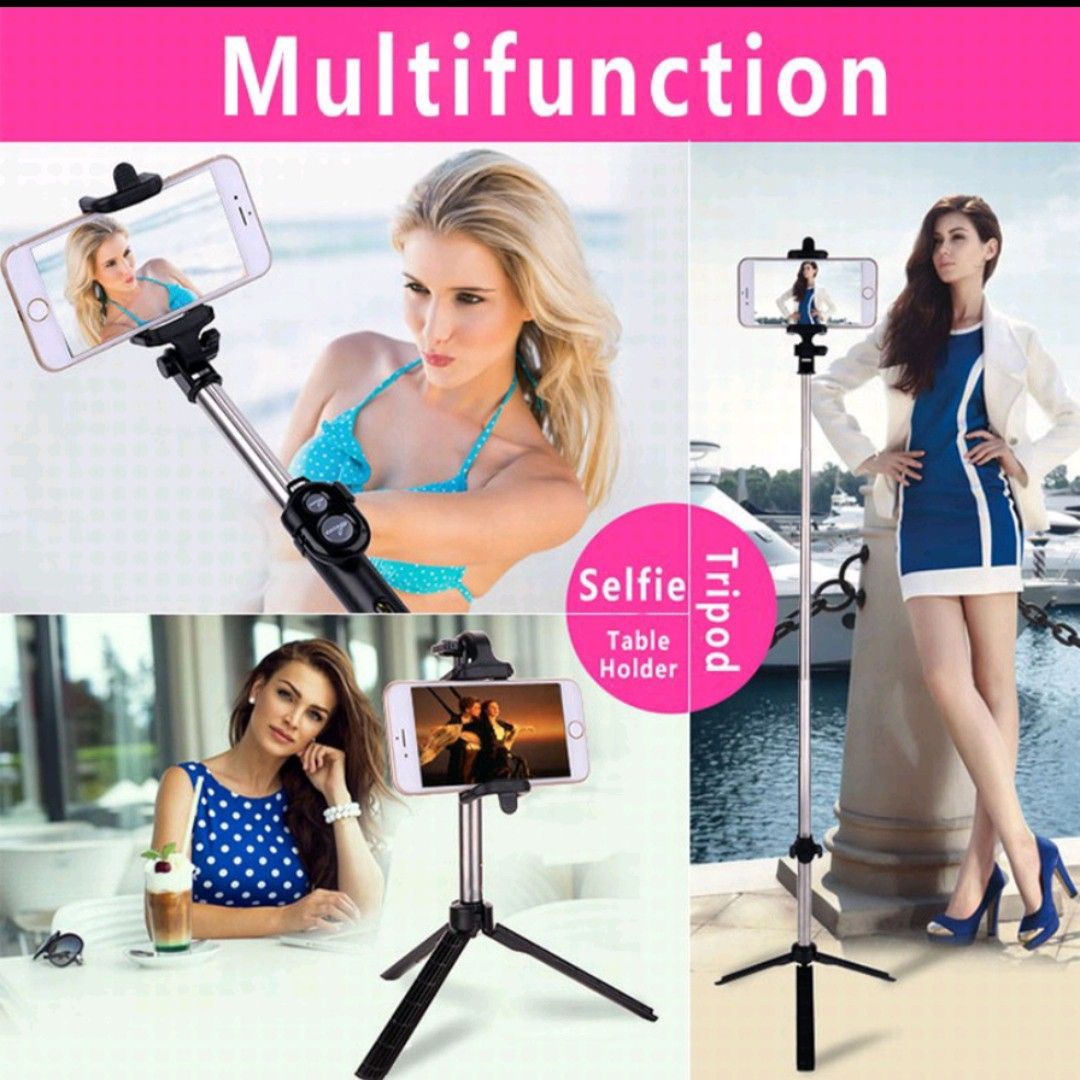 Bluetooth Selfie Stick 3 In 1 Monopod Tripod For Smartphone