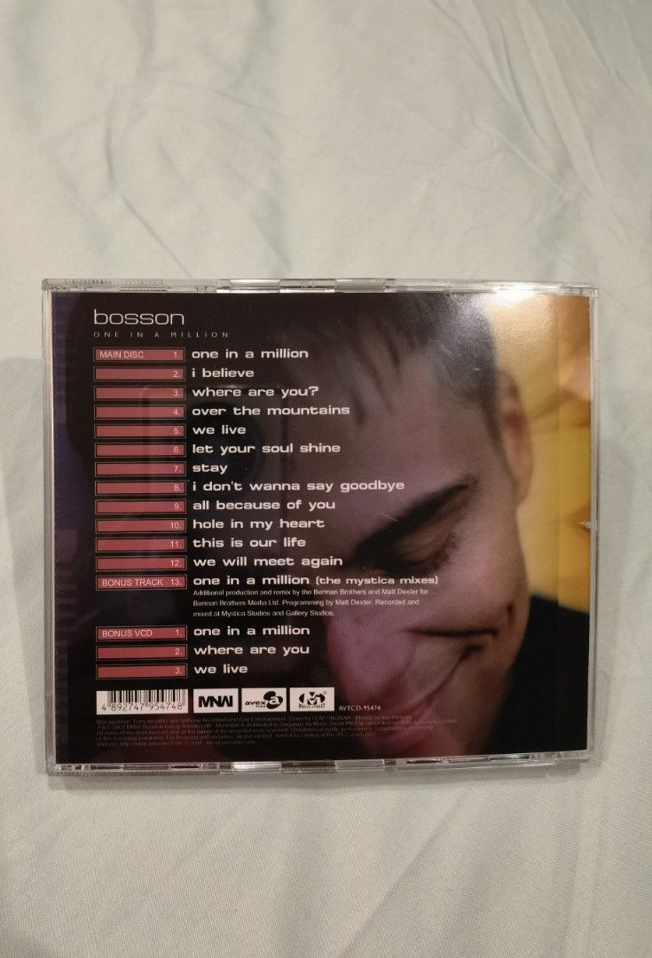 Bosson "One In a Million" CD Album Plus VcD, Hobbies & Toys, Music ...