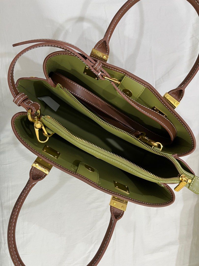 Charles & Keith Large Double Handle in Avocado ORI, Barang Mewah, Tas ...