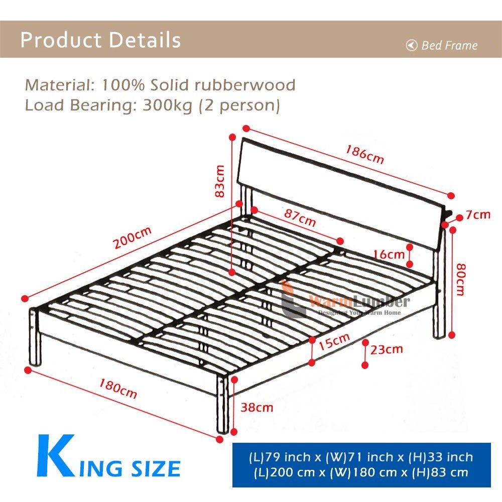 Check out King Size (180cm x 200cm) Full Solid Rubberwood Bed Frame ...