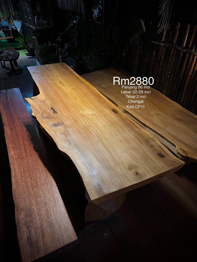 Chengal Dining Table Solid Wood, Furniture & Home Living, Outdoor ...