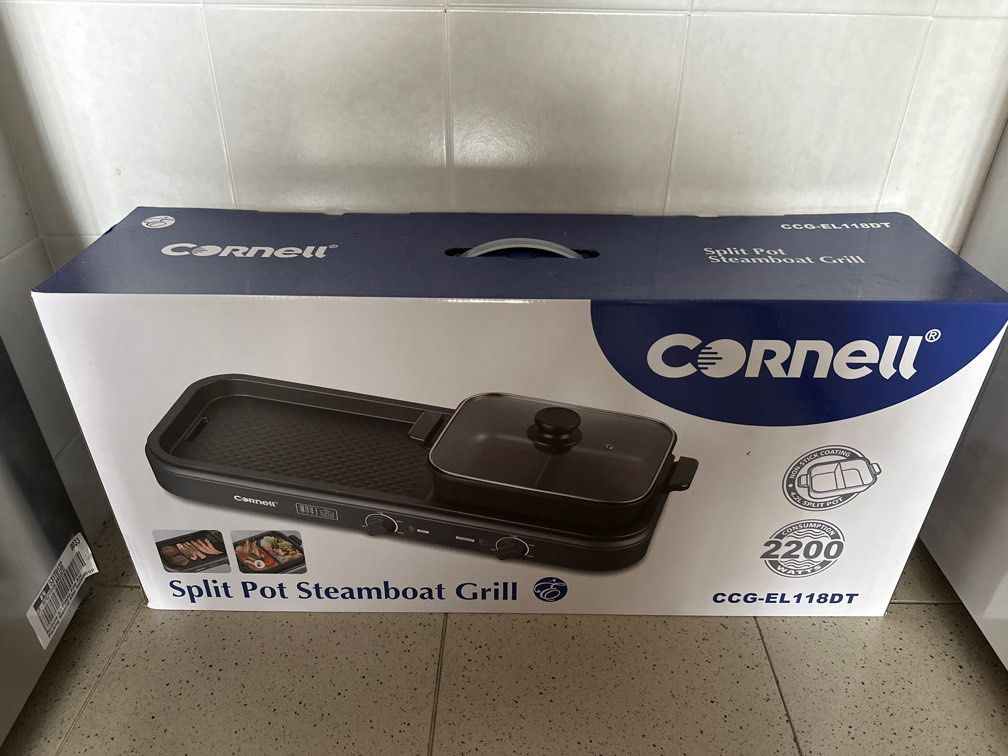 Cornell split pot steamboat grill, TV & Home Appliances, Kitchen ...