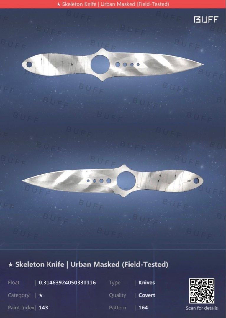 CSGO Skeleton Knife Urban Masked FT, Video Gaming, Gaming Accessories ...