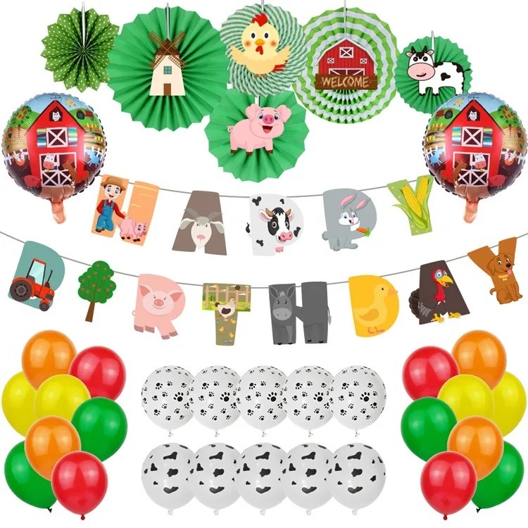 Farm Animals Birthday Decorations Set Farm Happy Birthday Decoration ...