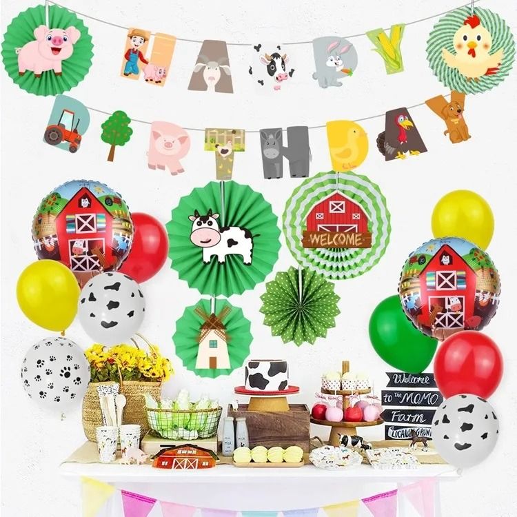 Farm Animals Birthday Decorations Set Farm Happy Birthday Decoration ...