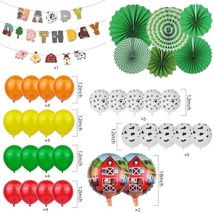 Farm Animals Birthday Decorations Set Farm Happy Birthday Decoration ...