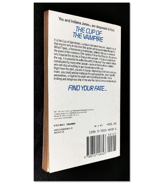 Find Your Fate #5 Indiana Jones and the Cup of the Vampire Gamebook ...