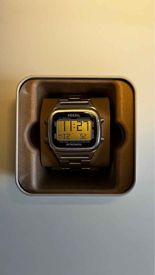 Fossil Retro Digital Stainless Steel Watch, Men's Fashion, Watches ...