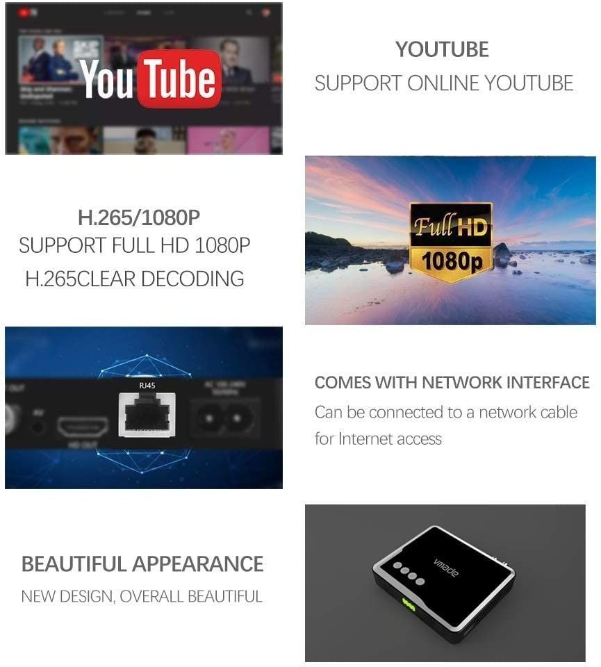 Full HD 1080P Terrestrial TV Set Top Box, USB 2.0 Freeview TV Tuner ...