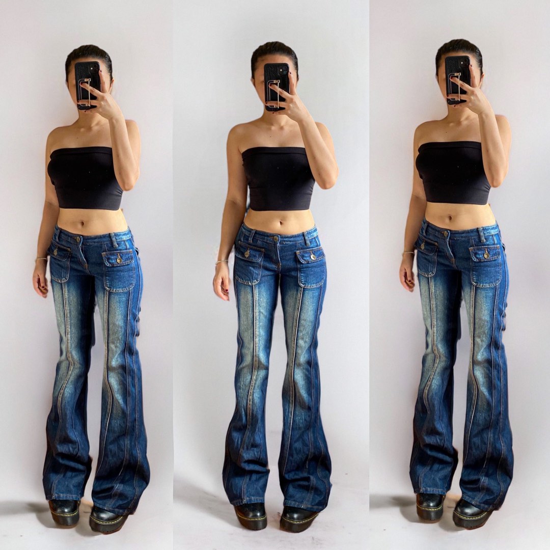 Godiva flared low rise lowaisted denim pants on Carousell