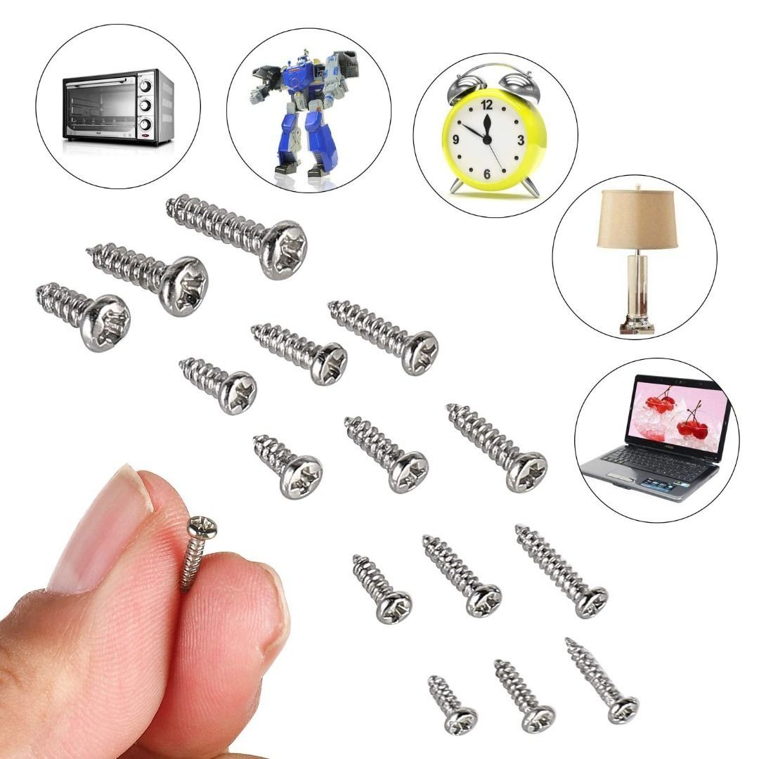 HanTof 750pcs 15 Kinds M1 M1.2 M1.4 M1.5 M1.7 Phillips Rounded Head Small Self Tapping Screws ...
