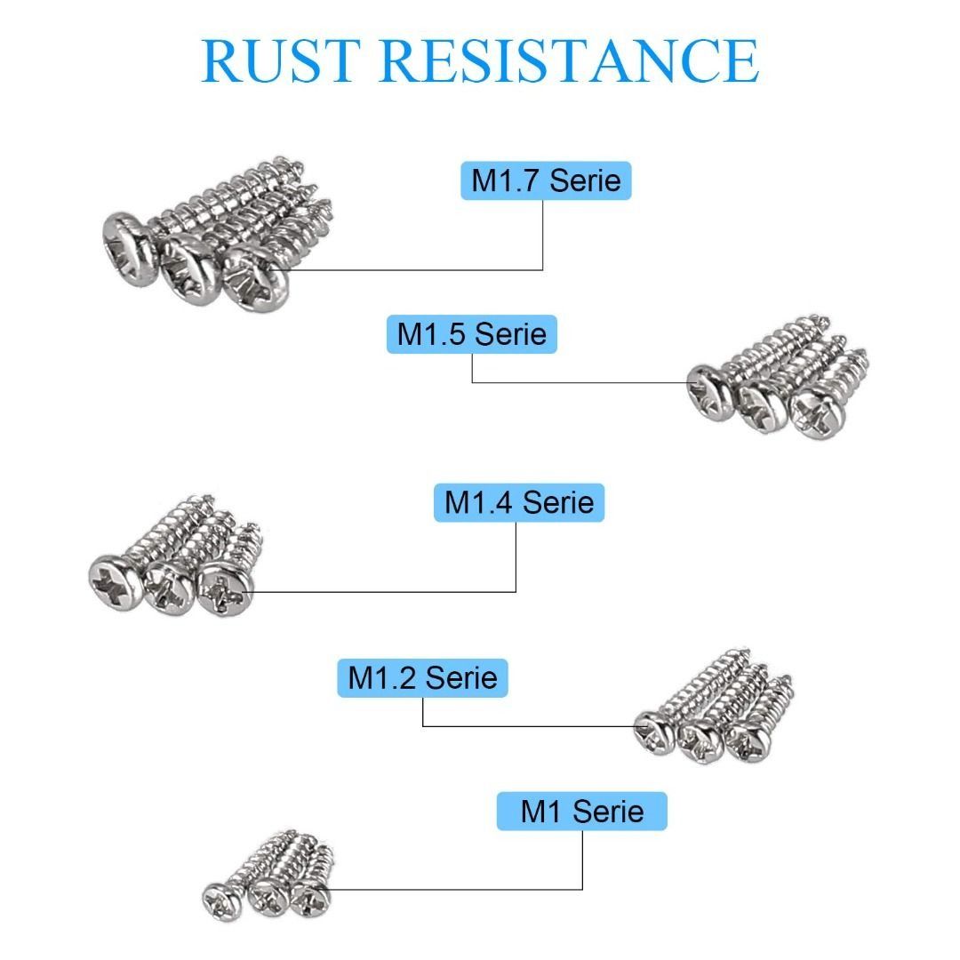 HanTof 750pcs 15 Kinds M1 M1.2 M1.4 M1.5 M1.7 Phillips Rounded Head Small Self Tapping Screws ...