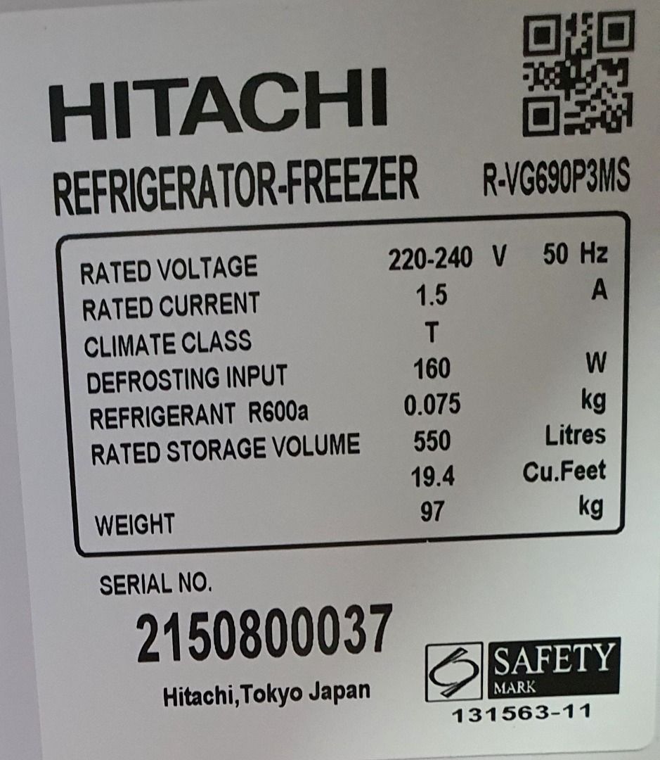 Hitachi 620L 7 years Made in Japan model, TV & Home Appliances, Kitchen Appliances ...