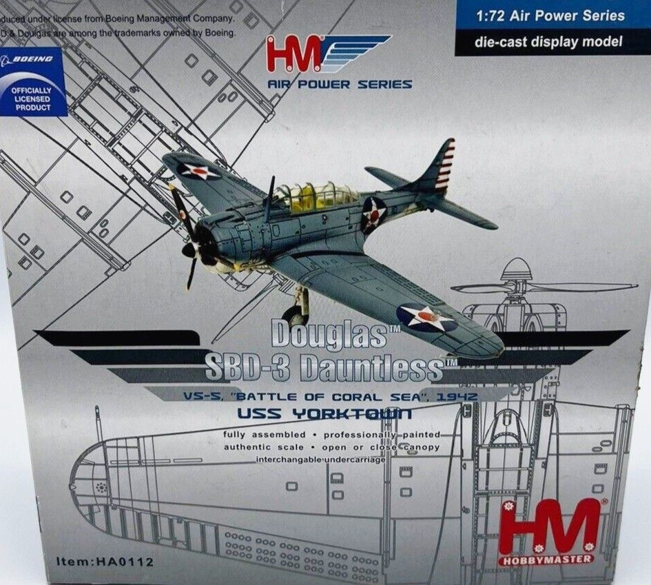 HOBBY MASTER 1/72 SBD-3 DAUNTLESS USN VS-5, USS YORKTOWN, BATTLE OF ...