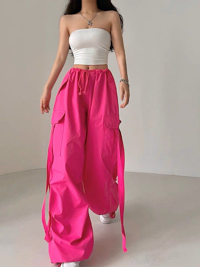 HOT PINK CARGO PANTS, Women's Fashion, Bottoms, Jeans & Leggings on ...