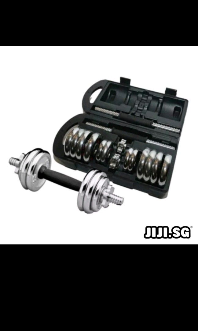 Jiji x fitnet 30kg dumbbell set, Sports Equipment, Exercise & Fitness ...