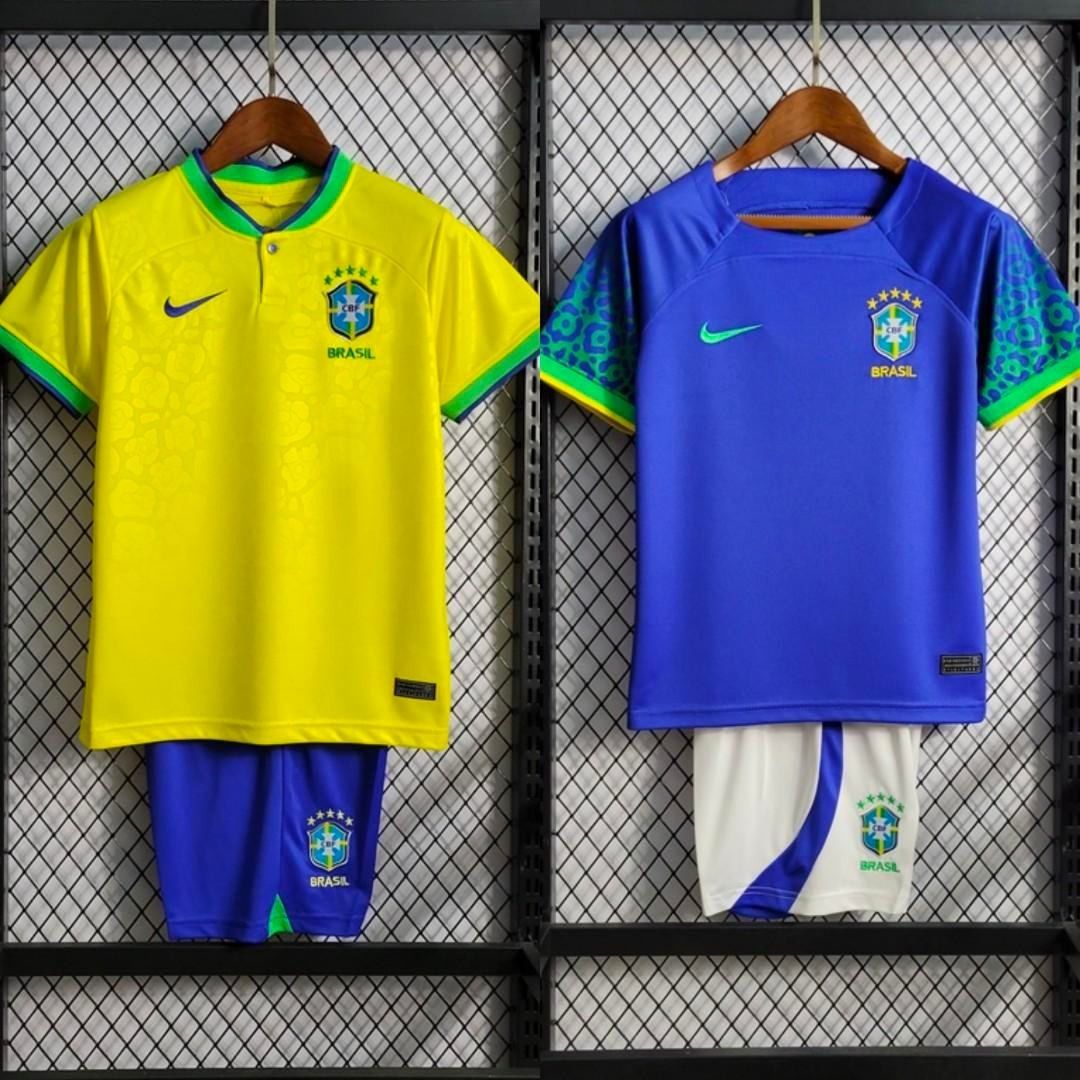 [KIDS] 2022 FIFA World Cup Brazil National Team Home Away Jersey Kit ...