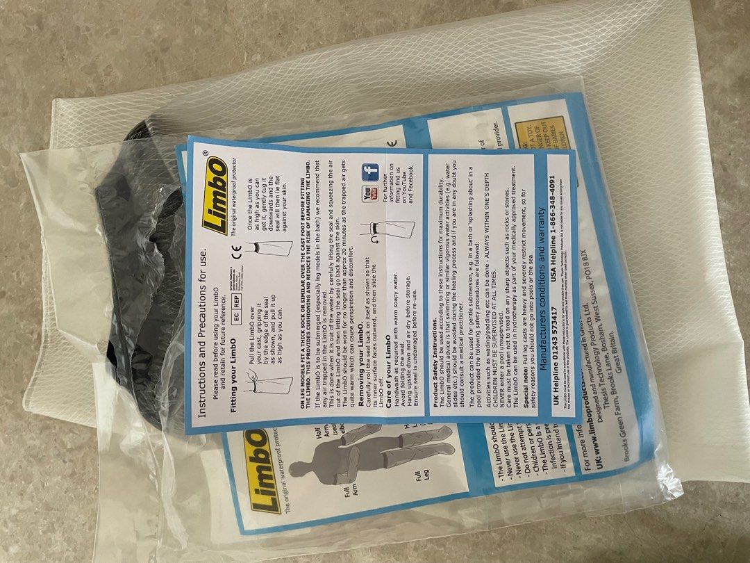 Limbo Waterproof Protection for Casts and Dressings, Health & Nutrition ...