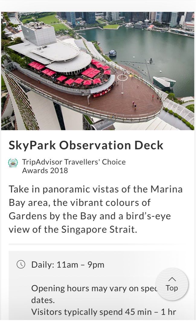Marina Bay Sands SkyPark Observation Deck Tickets, Tickets & Vouchers, Local Attractions ...