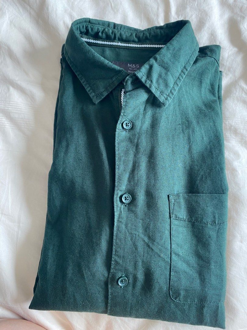 Fast deal Marks and spencers linen shirts - bleu and green, Men's ...