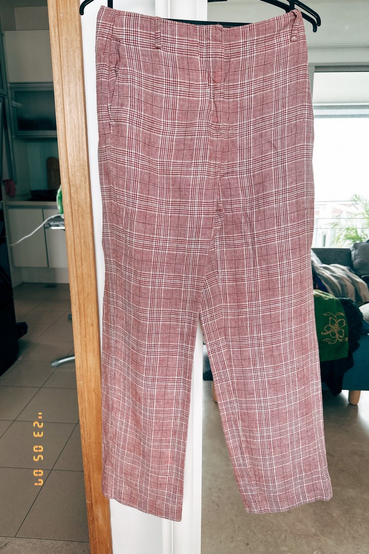 Massimo dutti red check pants, Women's Fashion, Bottoms, Other Bottoms ...